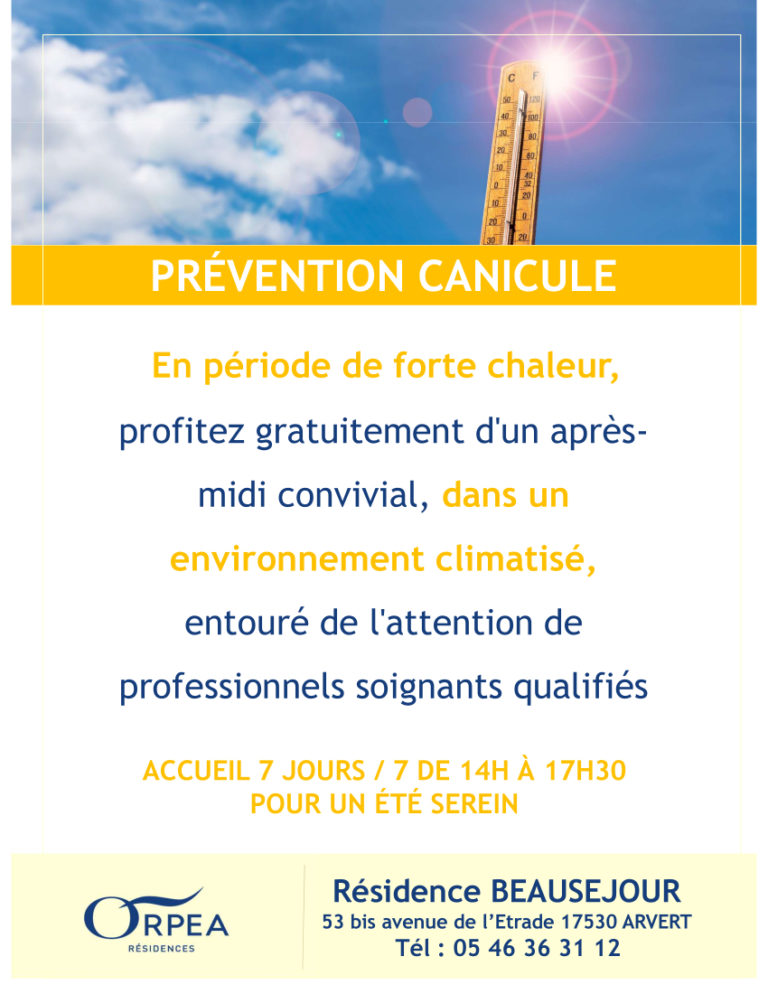 AFFICHE Prévention Canicule 1er juin au 15 septembre 2023 - Arvert